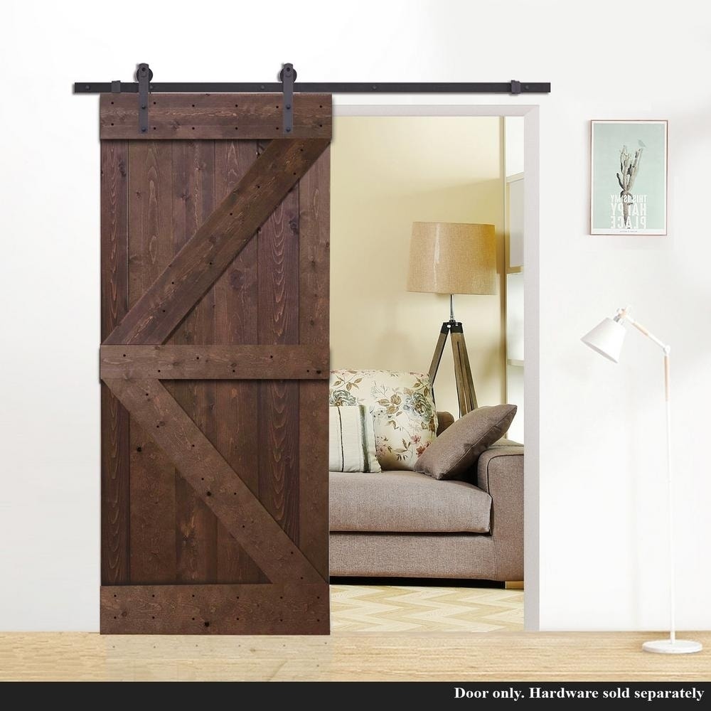 CALHOME 36 in. x 84 in. Knotty Pine Solid Wood Interior Barn Door Slab ...