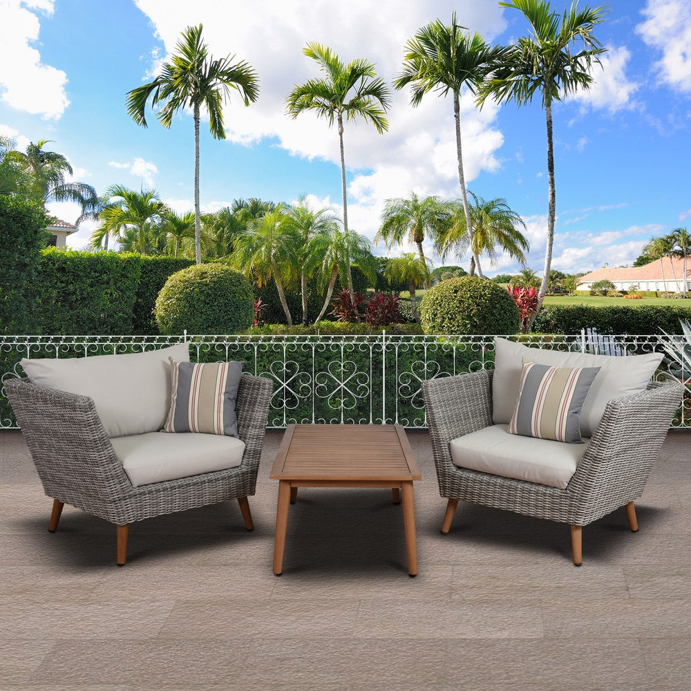 Amazonia Garder 3pc FSC Wood Outdoor Patio Conversation Set – Overstock
