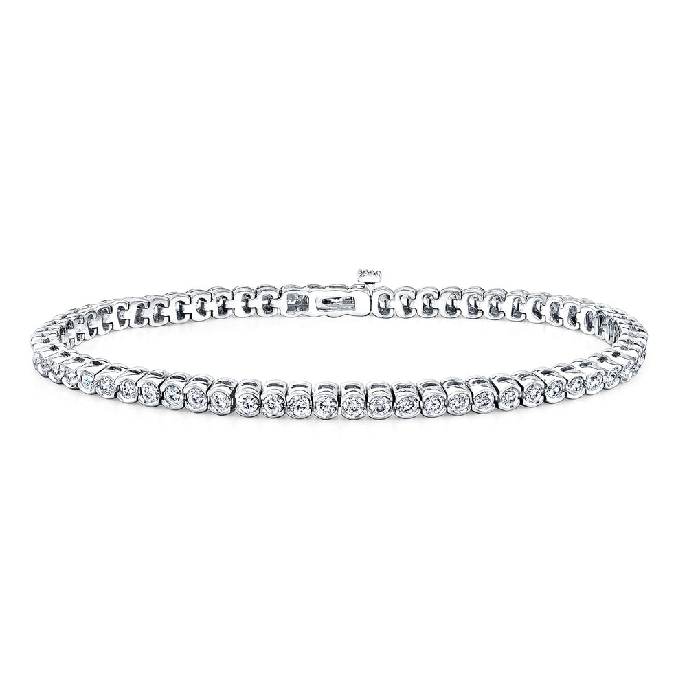 Auriya 14k White Gold 4ct TDW Round Half Bezel Diamond Tennis Bracelet – Overstock