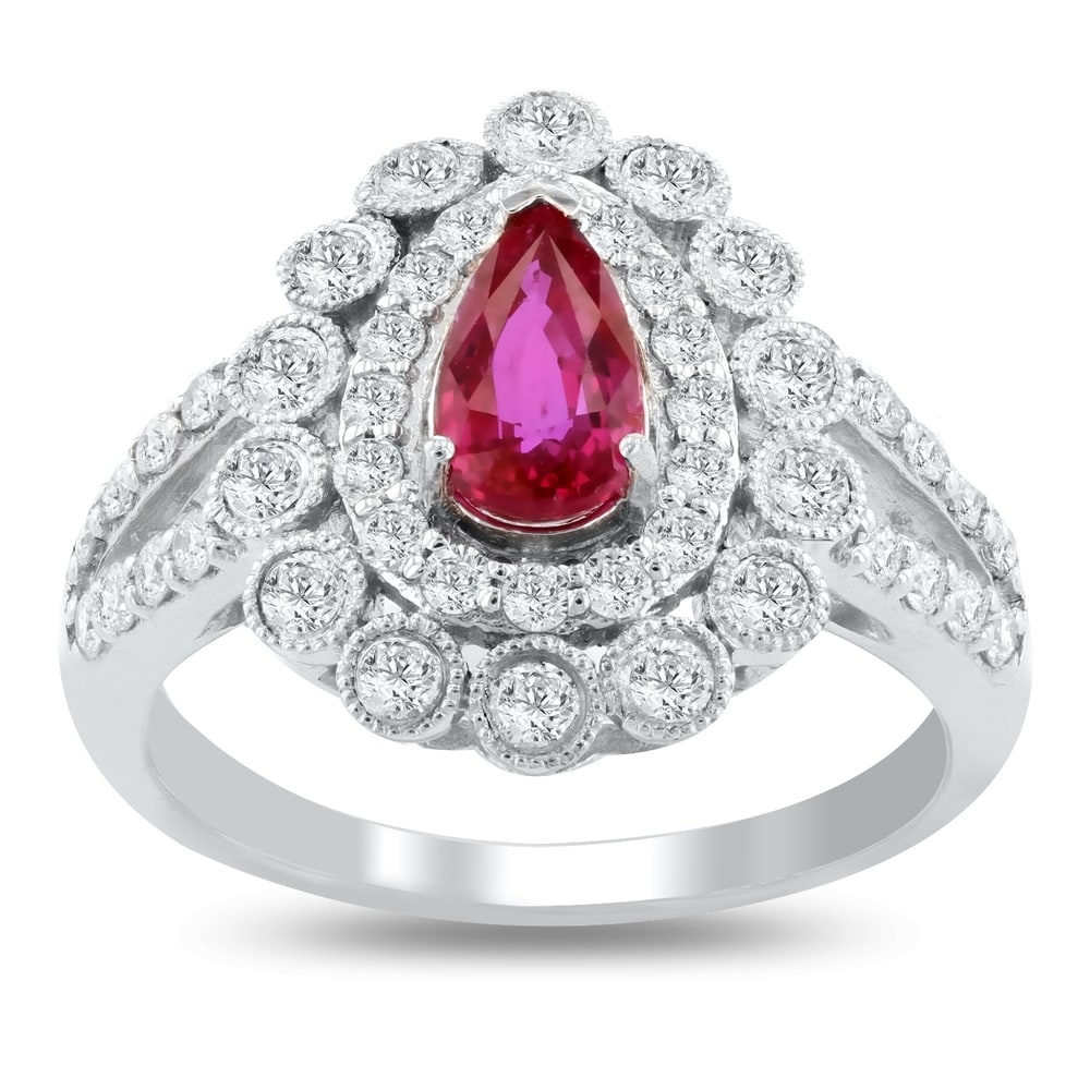 Auriya Platinum Certified 1ct Extremely Rare Ruby and 3/4ct TDW Diamon ...