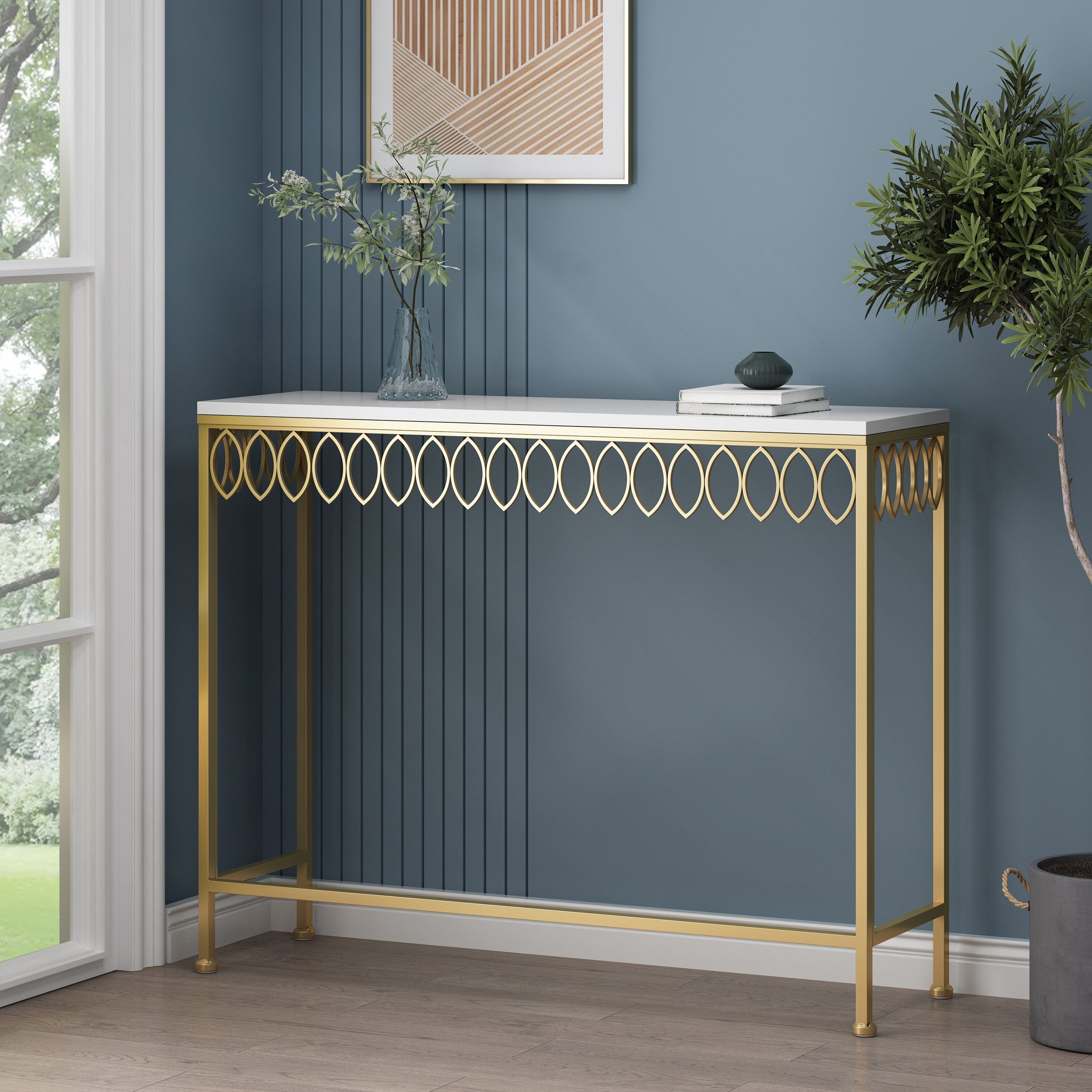 Breu Console Table with Petal Accents by Christopher Knight Home ...