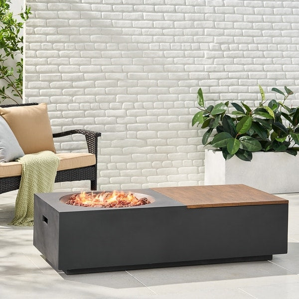 Goliath Lightweight Concrete Outdoor 50,000 BTU Rectangular Fire Pit T ...