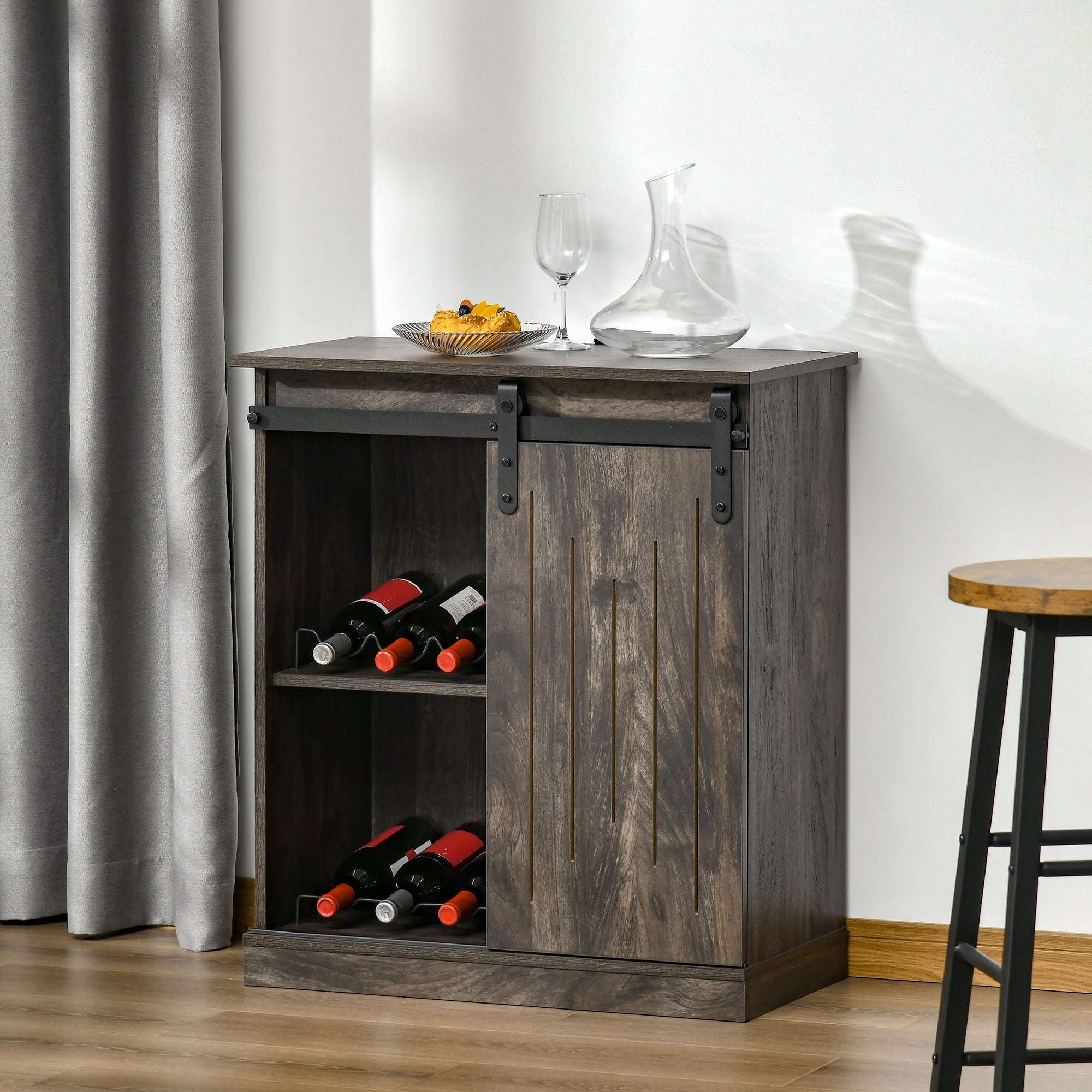 HOMCOM Industrial Sideboard Storage Cabinet, Serving Bar Buffet with S ...