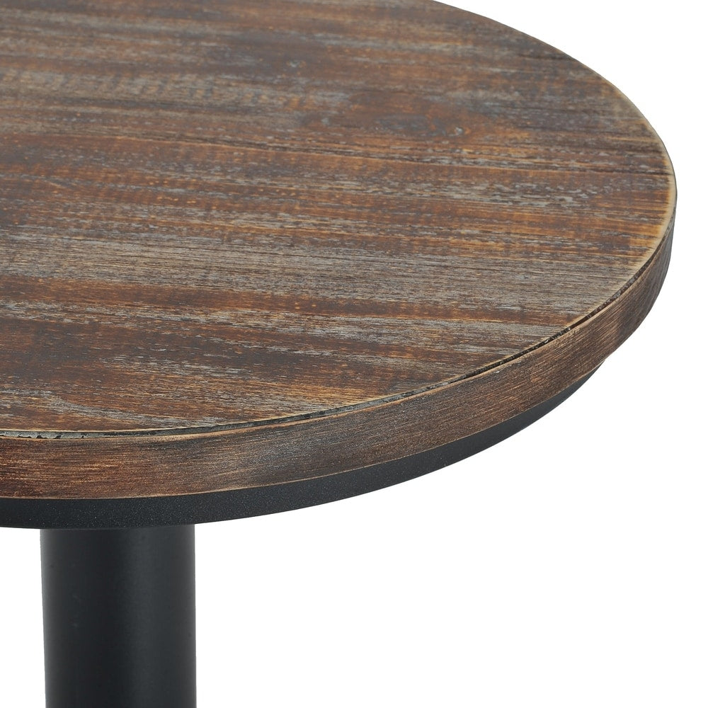 HomCom Round Industrial Metal Wood Top Bar Height Pub Table – Overstock