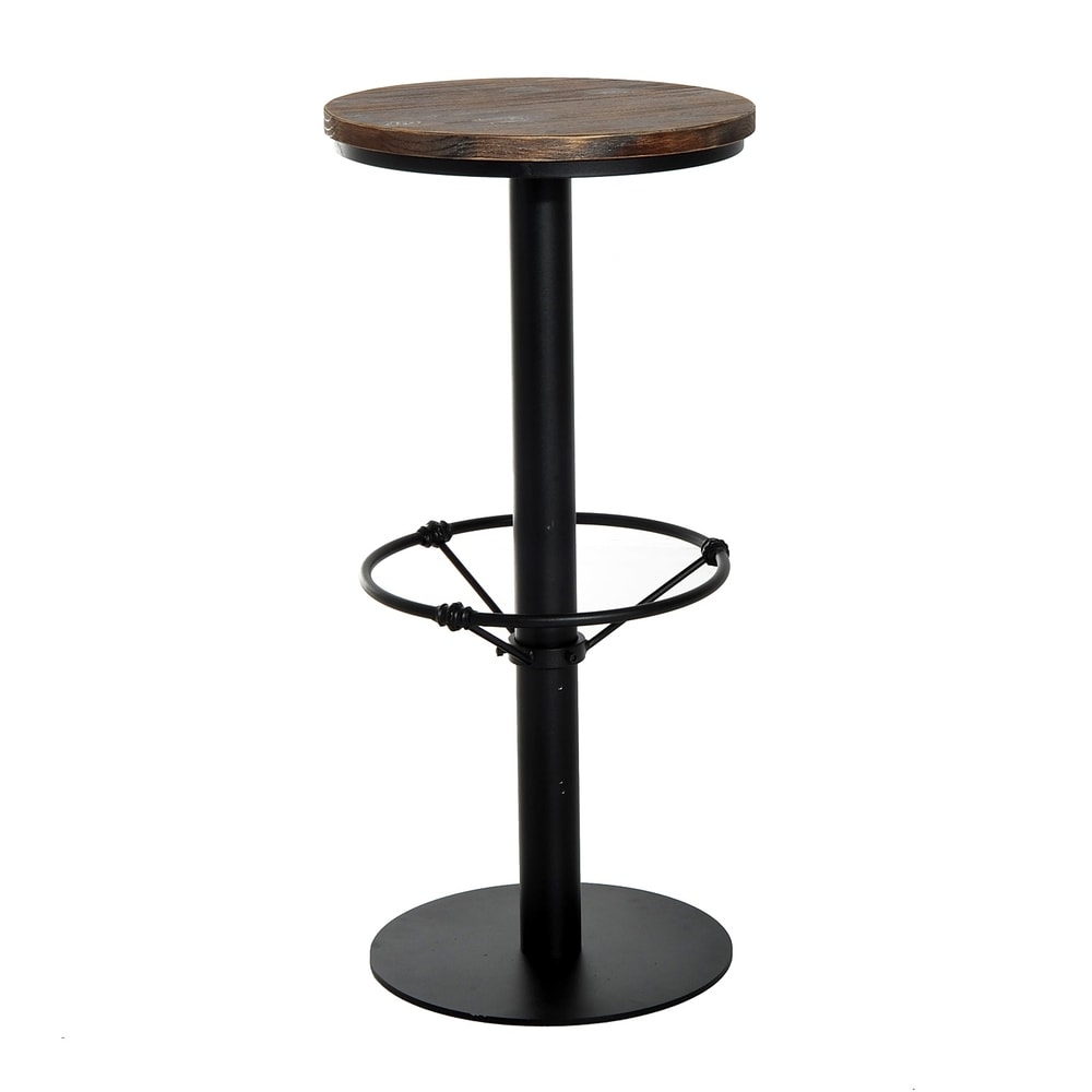 HomCom Round Industrial Metal Wood Top Bar Height Pub Table – Overstock