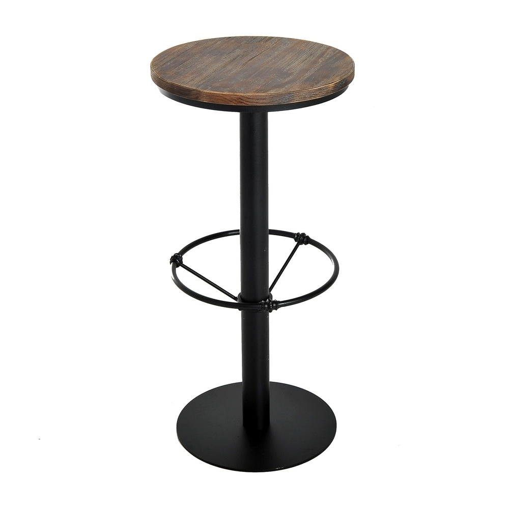 HomCom Round Industrial Metal Wood Top Bar Height Pub Table – Overstock