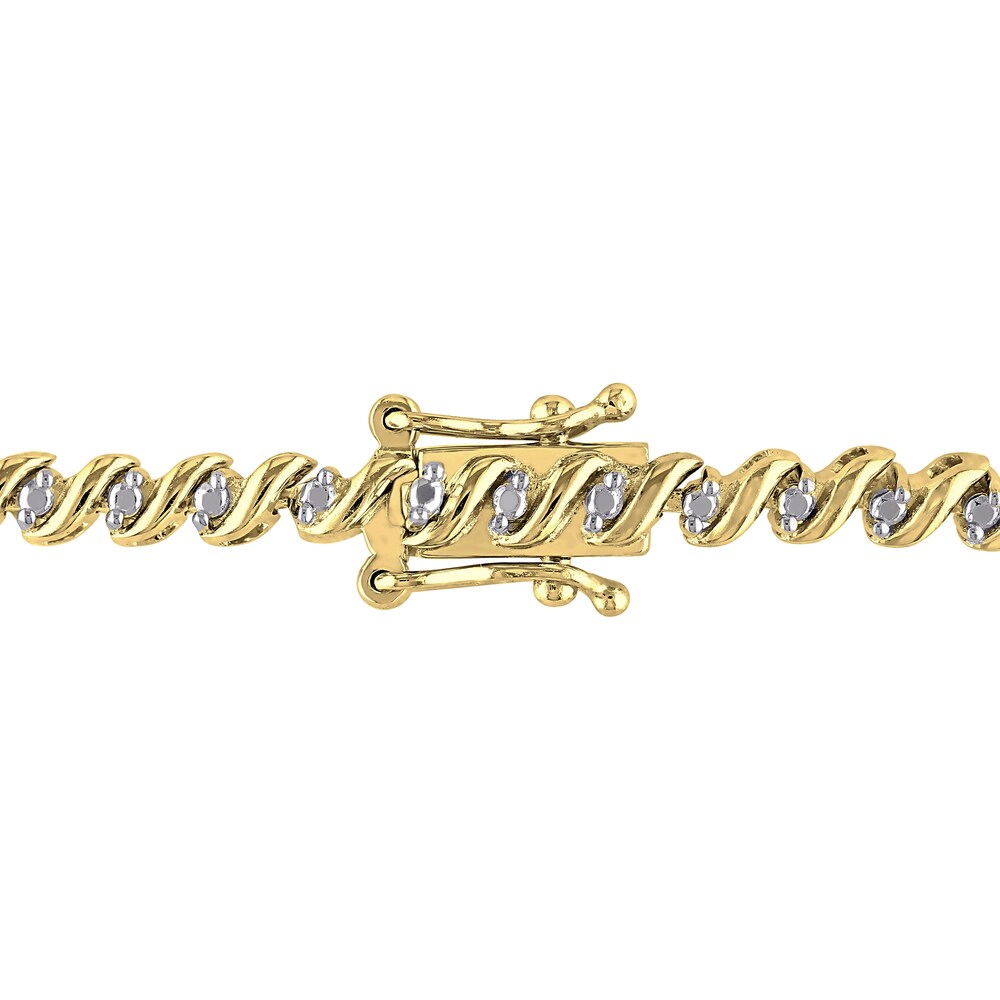 Miadora 1/2ct TDW Diamond 'S' Style Tennis Bracelet in Yellow Plated S ...